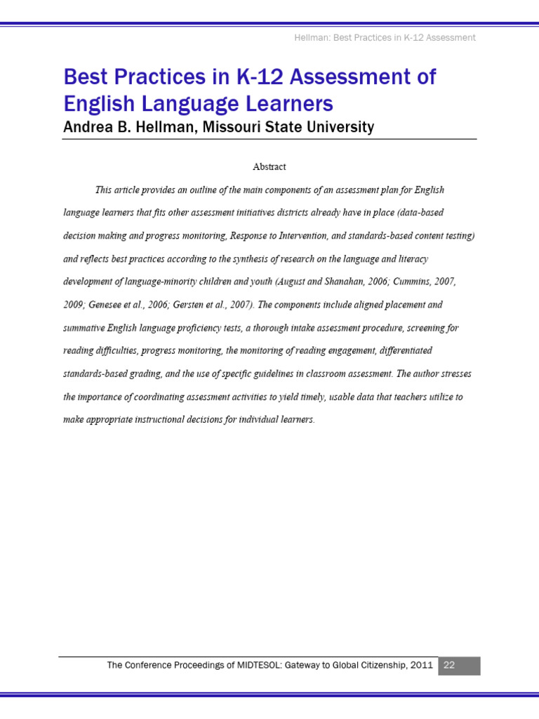 Best Practices for ELL Assessment | PDF | Educational Assessment | Learning