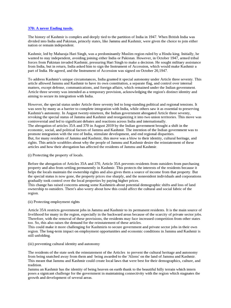 370 - A Never Ending Tussle | PDF | Politics | Social Science
