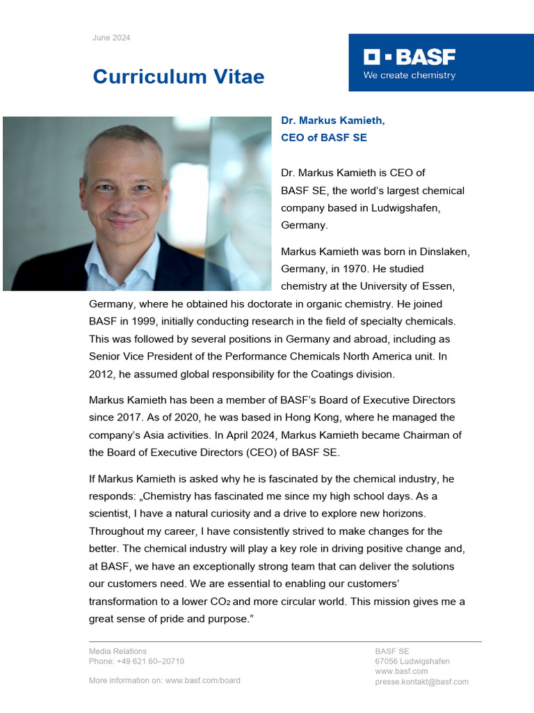 BASF Markus-Kamieth CV-Text | PDF