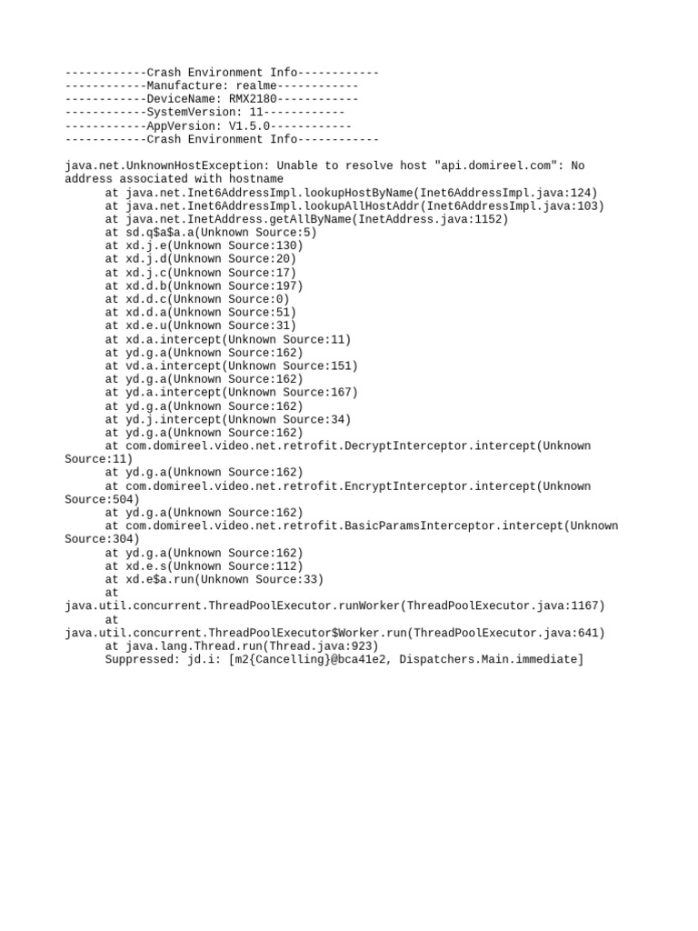 Crash Report: UnknownHostException | PDF | Computers