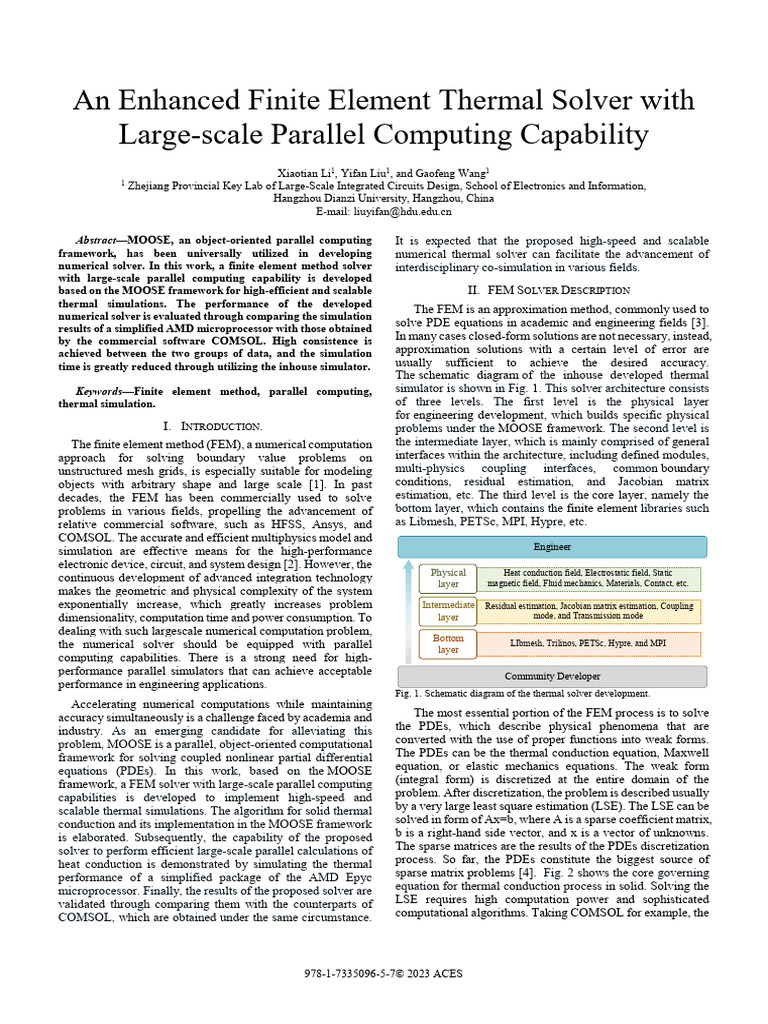 An Enhanced Finite Element Thermal Solver With Large-Scale Parallel Computing Capability | PDF ...