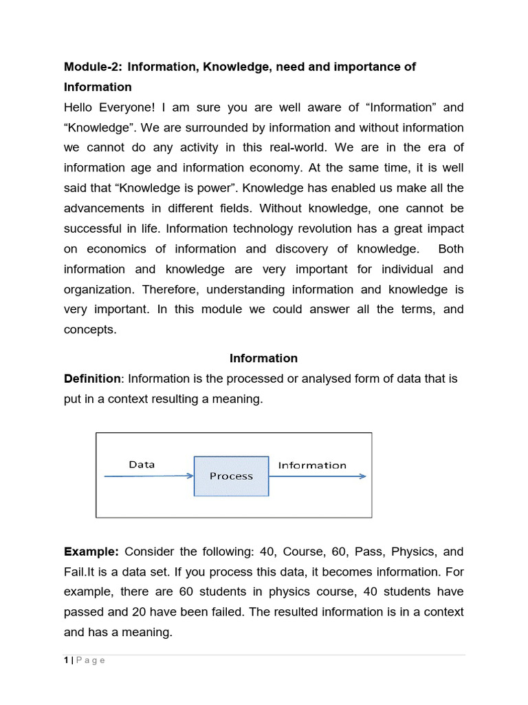 Importance and Uses of Information | PDF | Knowledge | Information