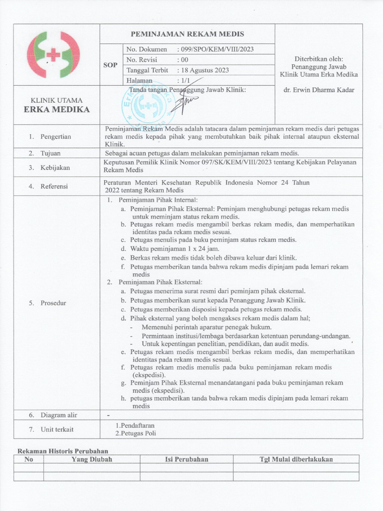 10 - Revisi SPO REKAM MEDIS (Peminjamam, Penyimpanan, Pemusnahan) | PDF