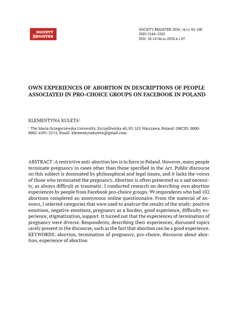 Polish Pro-Choice Abortion Experiences | PDF | Abortion | Social Stigma