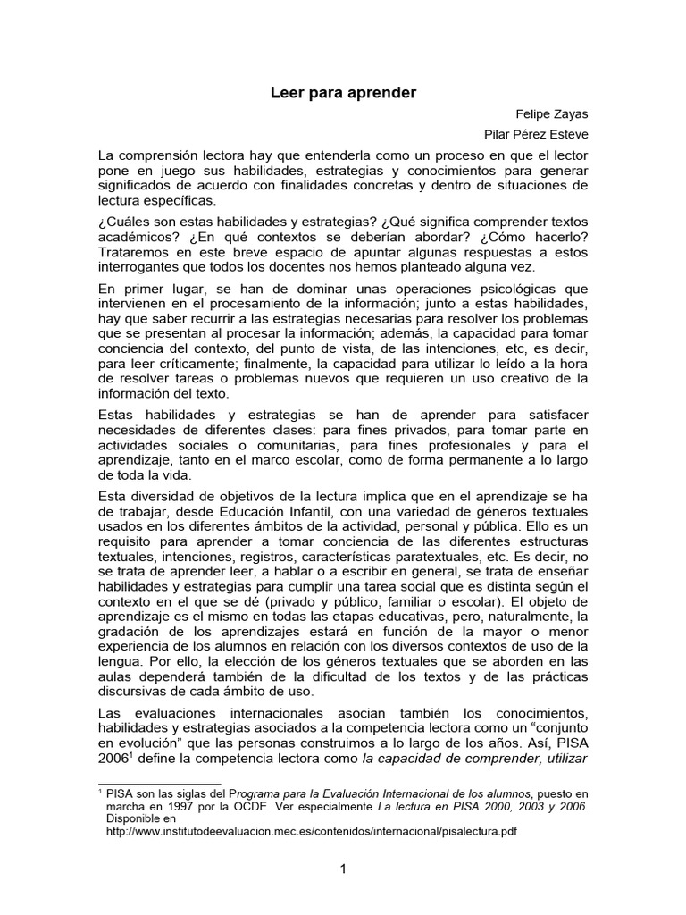 Interaula Leer para Aprender | PDF | Comprensión lectora | Aprendizaje