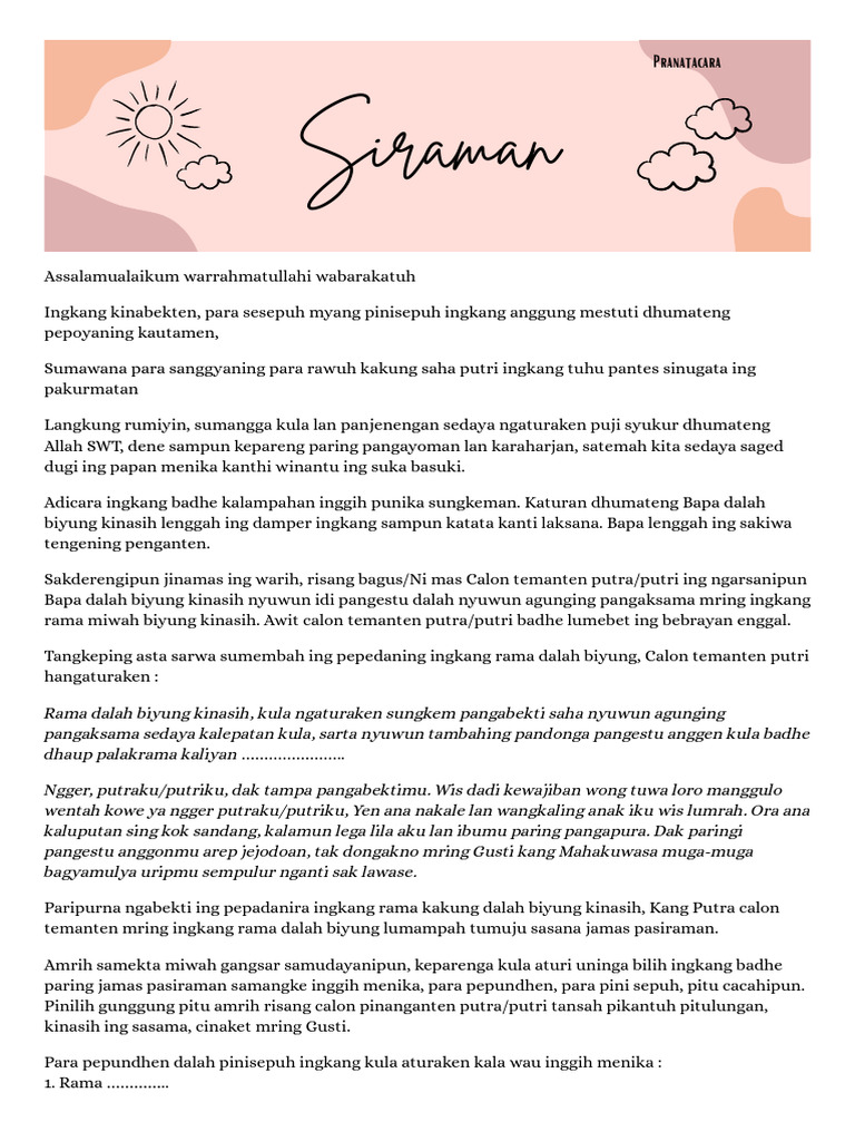 Pranatacara Siraman | PDF