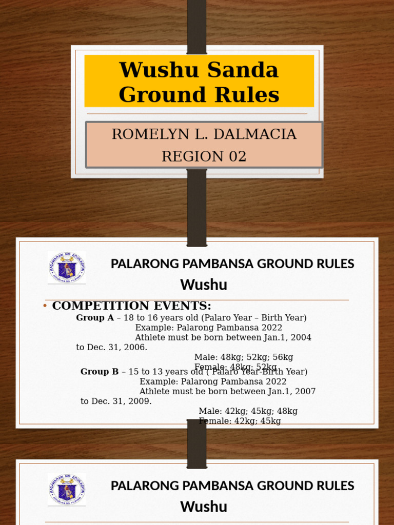 Palarong Pambansa Wushu Sanda Rules | PDF