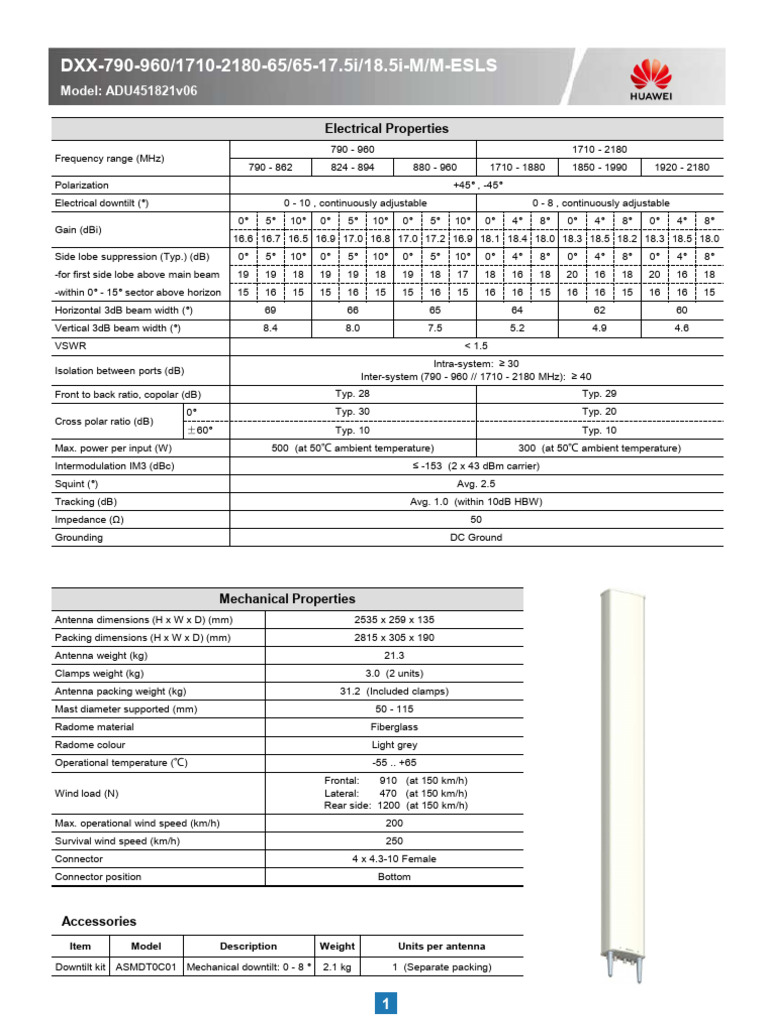 ANT-ADU451821v06-1012-002 Datasheet | PDF | Antenna (Radio) | Telecommunications Engineering