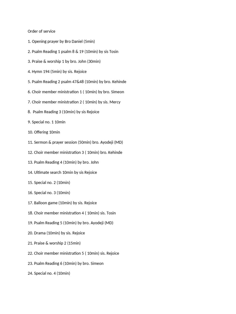 Order of Servic | PDF