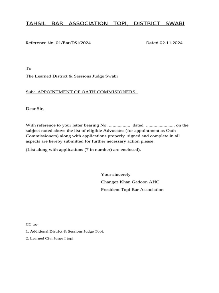 TBA Reply To D&SJ Swabi Oath Commissioners | PDF