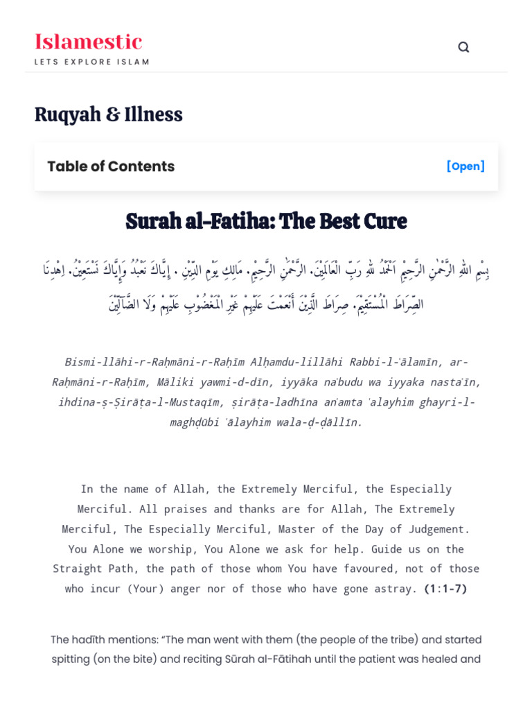 Ruqyah for Healing and Protection | PDF | God In Islam | Islamic Belief ...