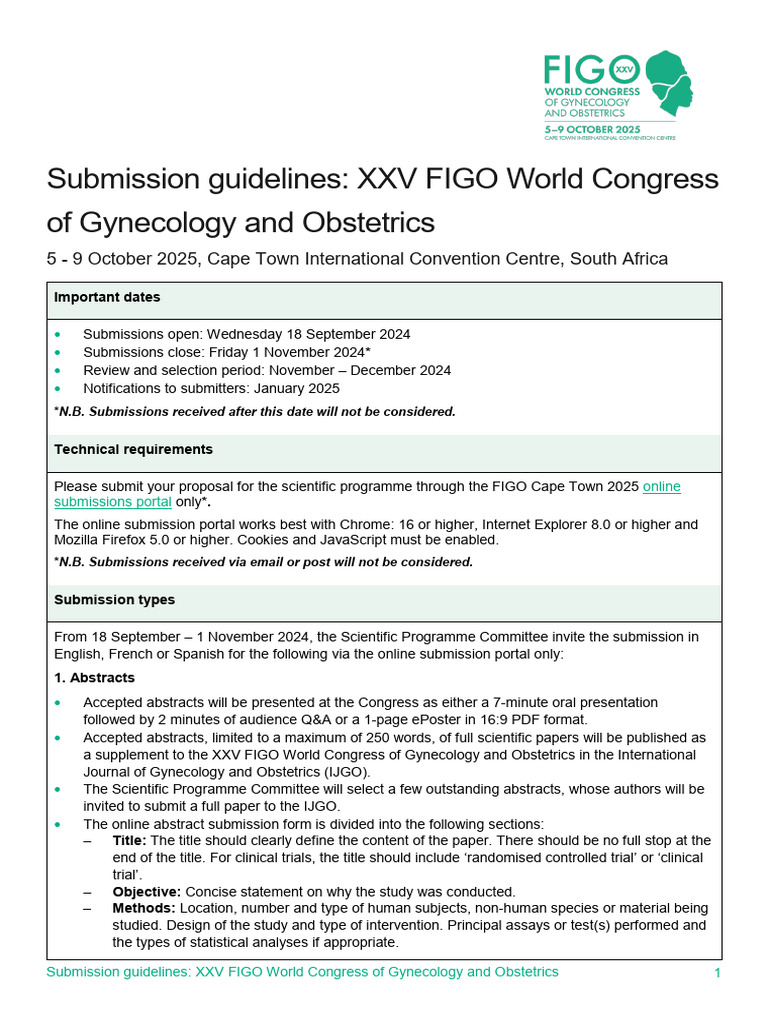 EN - FIGO Cape Town 2025 - Public Submission Guidelines | PDF | Informed Consent | Abstract ...