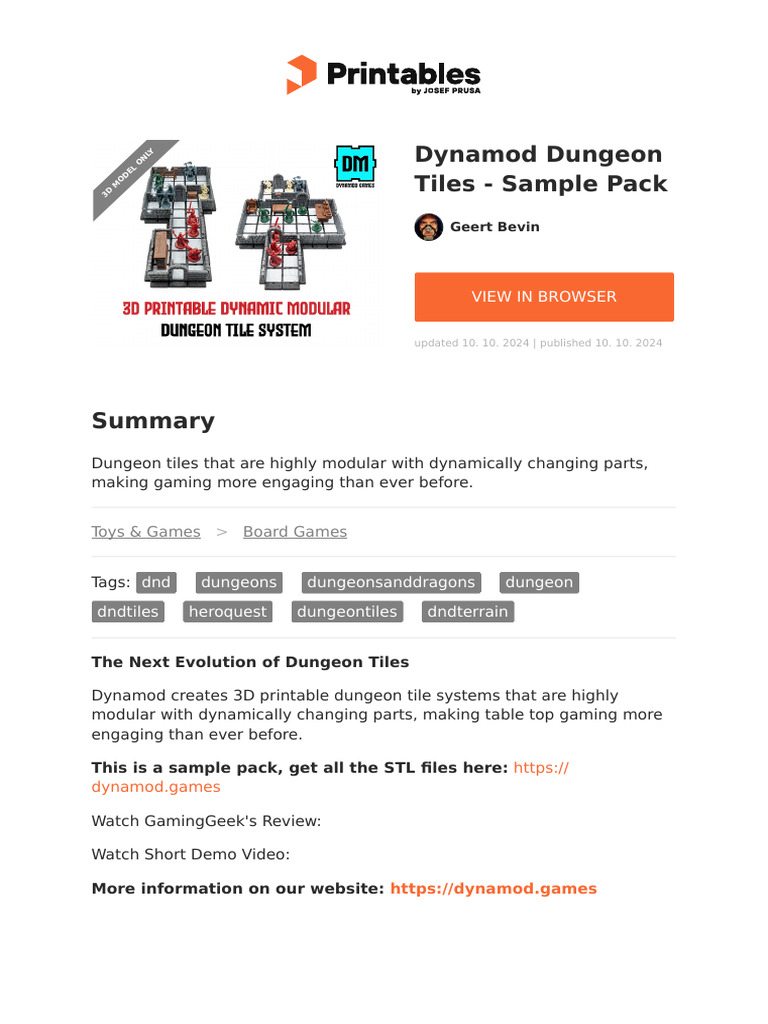 Modular 3D Printable Dungeon Tiles | PDF