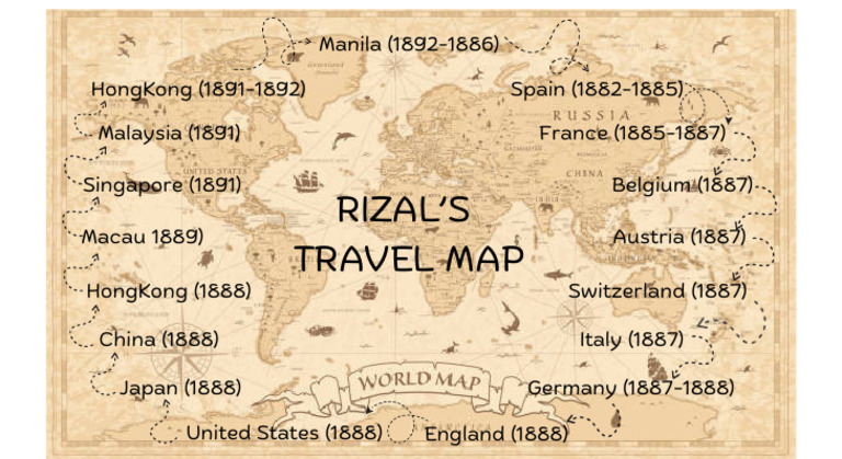 Rizal'S Travel Map | PDF
