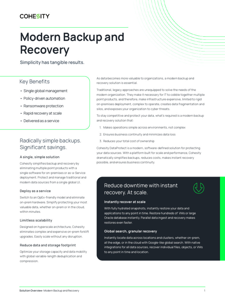 Modern Backup and Recovery Solution Brief en | PDF | Cloud Computing | Backup