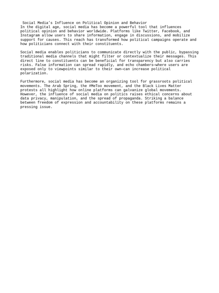 Social Media's Influence On Politic | PDF Social Media's Influence On Politic | PDF