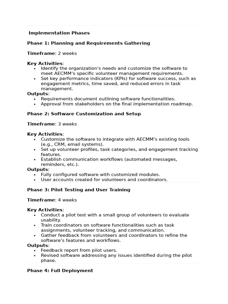 Implementation Phases | PDF | Performance Indicator | Software