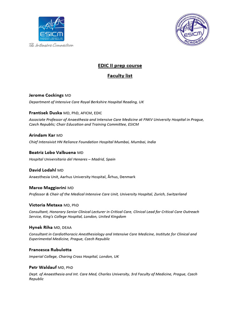 EDIC II Prep Course Faculty List | PDF