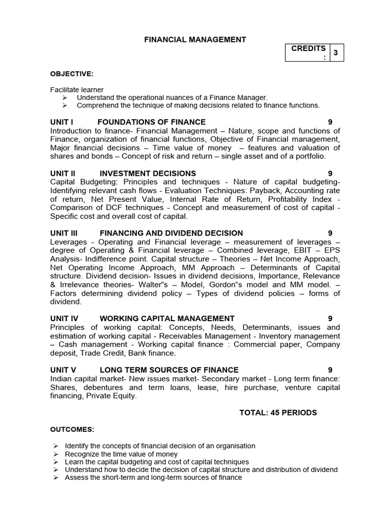 II Sem Financial Management | PDF | Financial Economics | Business ...