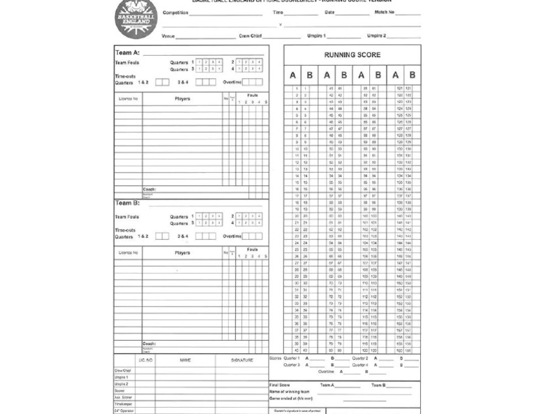 BE Scoresheet V1 | PDF