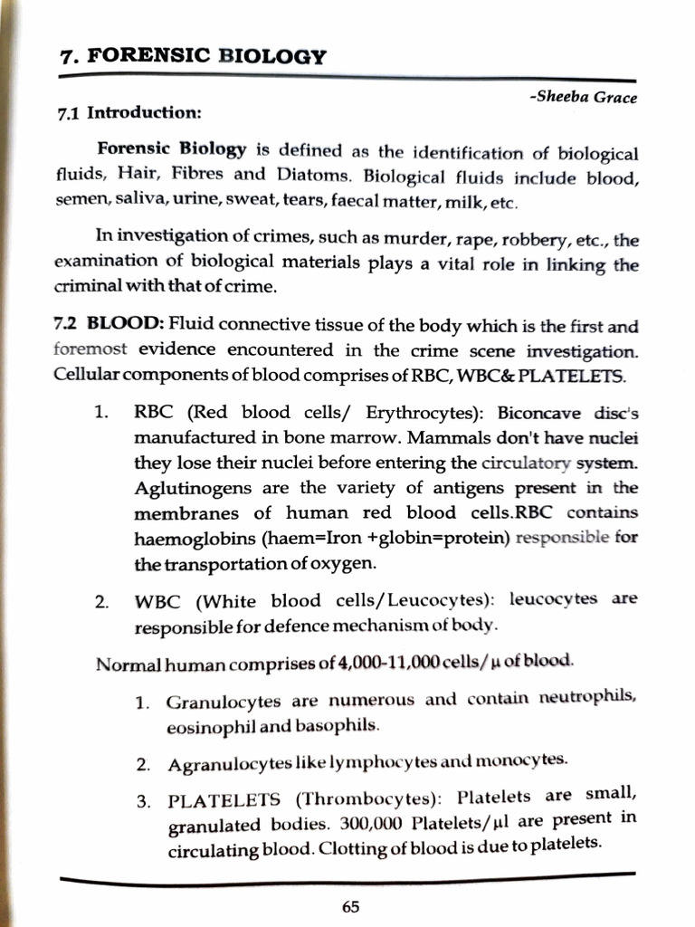 Forensic Biology | PDF | Red Blood Cell | White Blood Cell