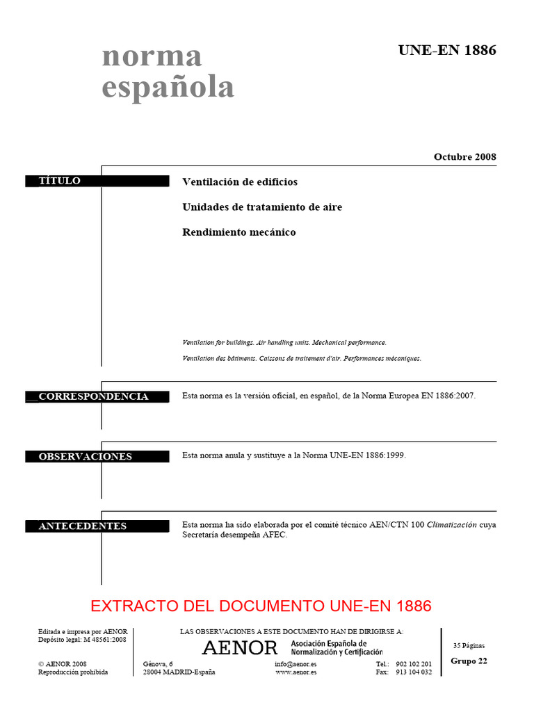 Norma UNE-EN 1886 sobre Ventilación | PDF | Ventilación (Arquitectura ...