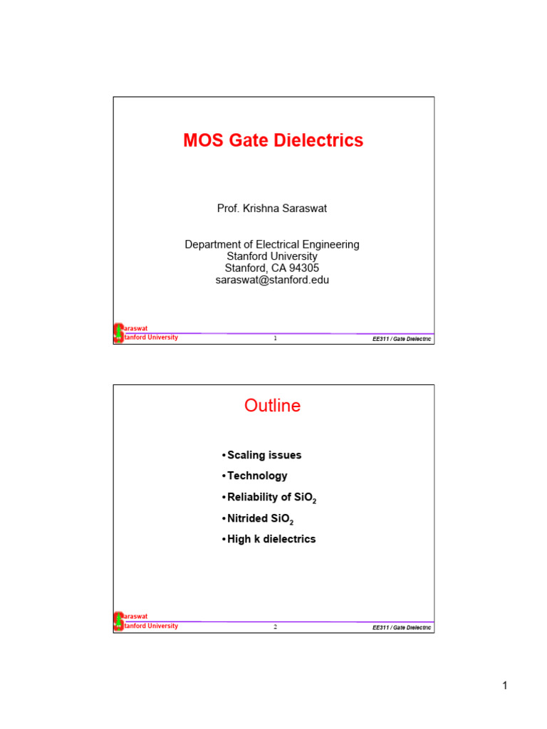 BASICS MOS Gate Dielectrics 1730723961 | PDF | Mosfet | Silicon Dioxide