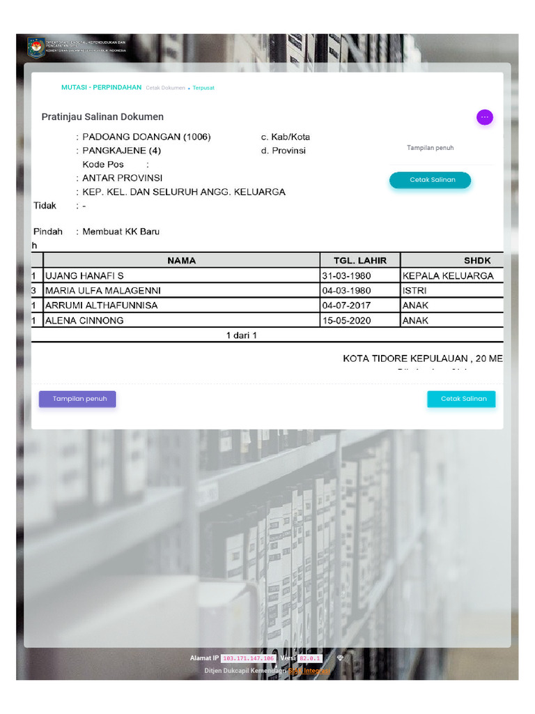 SIAK Integrasi: Cetak Dokumen Terpusat | PDF