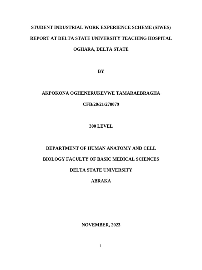 SIWES Report: Anatomy Training at DELSUTH | PDF | Cytopathology | Biopsy