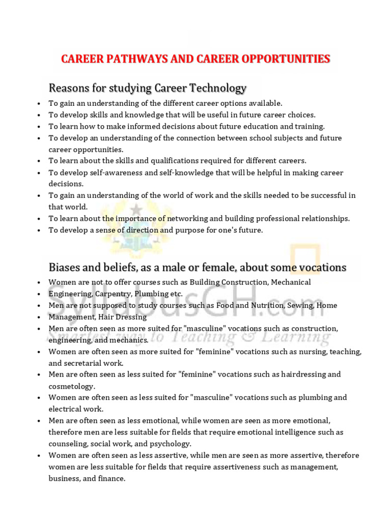 1.0.8 Career Pathways and Career Opportunities | PDF | Entrepreneurship ...