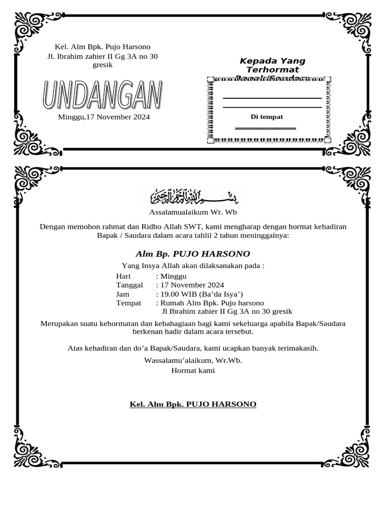 Undangan Kirim Doa | PDF