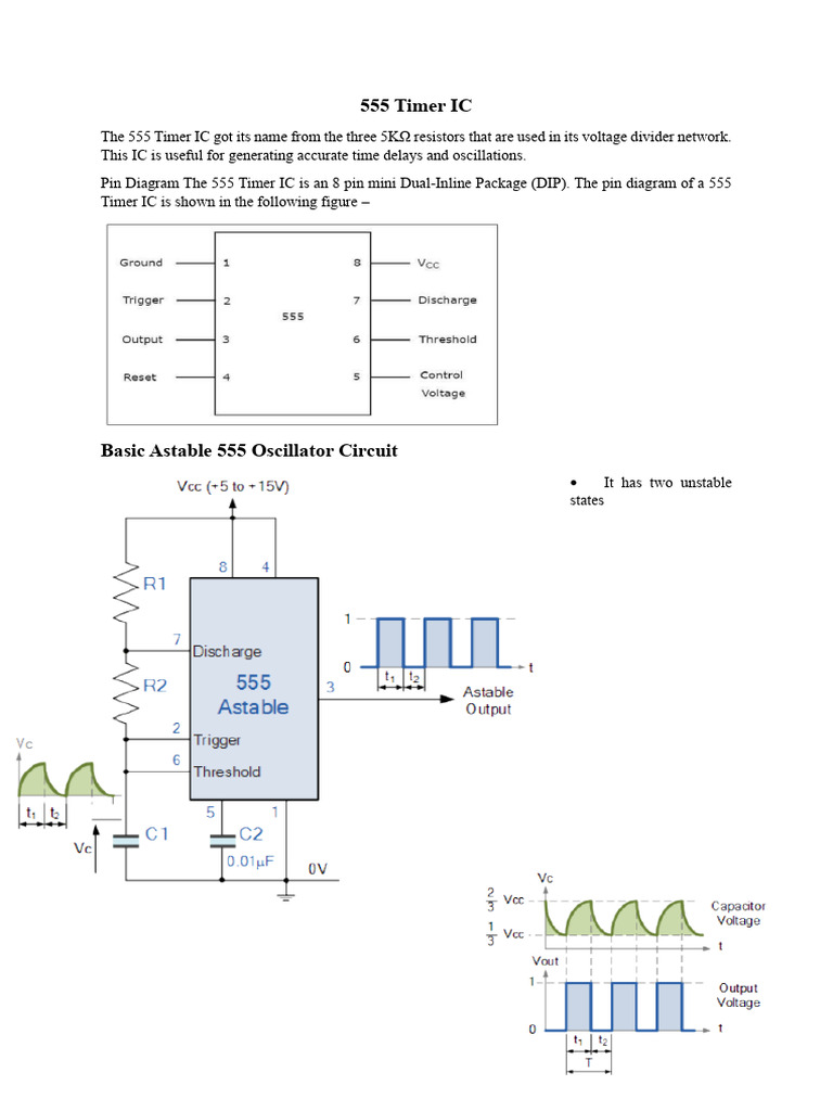 ASTABLE and MONOSTABLE Multivibrator Using IC 555 | PDF | Computers