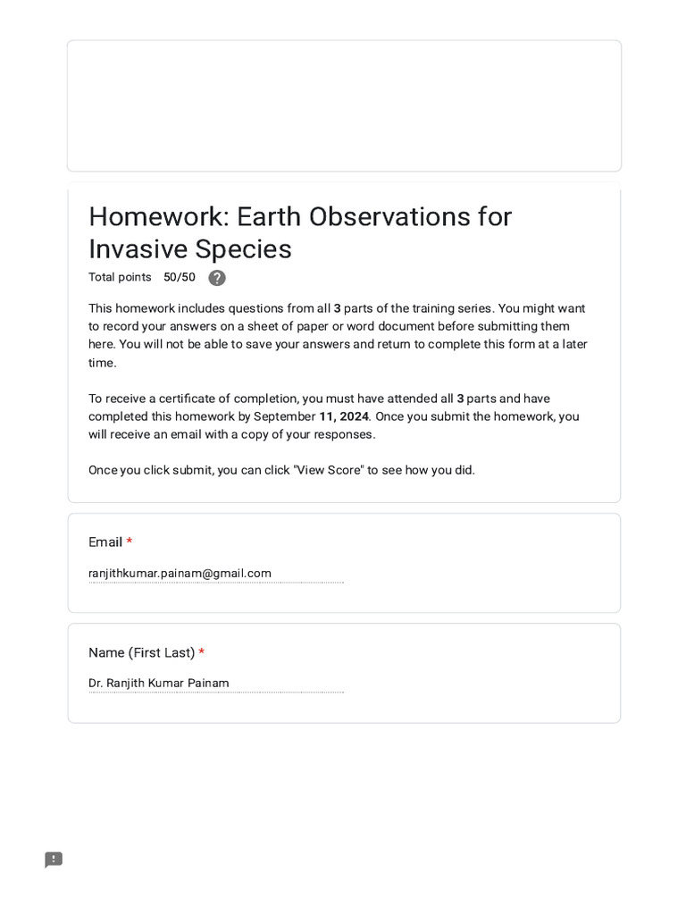 Homework - Earth Observations For Invasive Species | PDF | Invasive ...