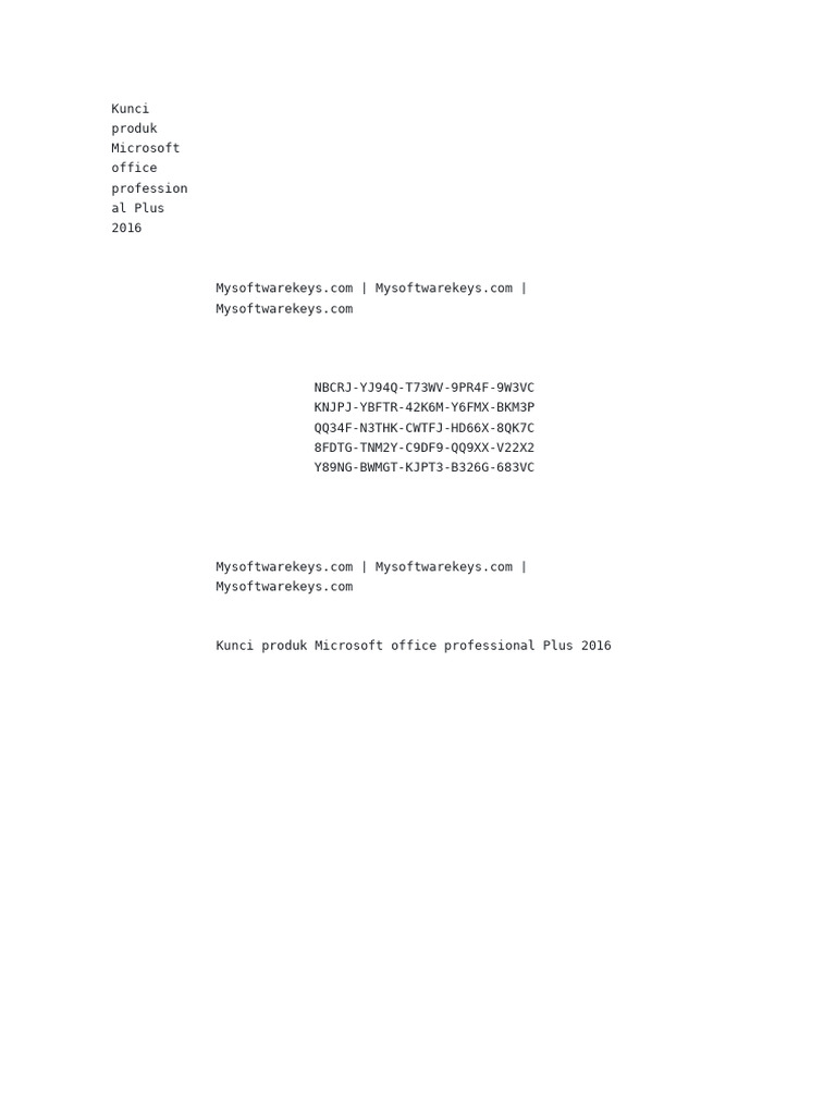 Microsoft Office 2016 Product Keys | PDF