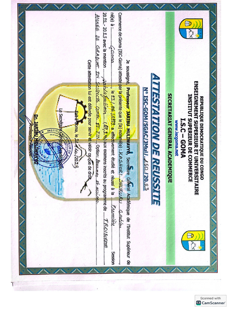 Attestation de Réussite Grade | PDF