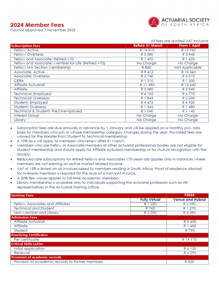 Member Fees - 2024 - 20231114 - Final | PDF | Government Finances | Taxes