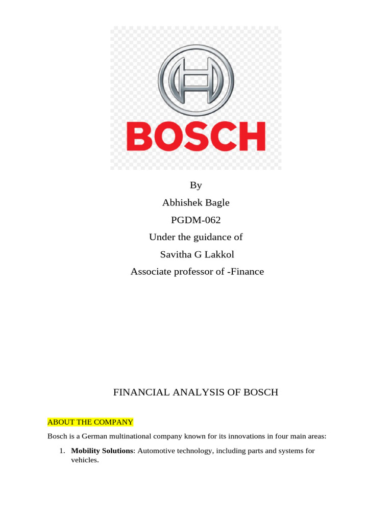 Bosch Financial Analysis Report | PDF | Equity (Finance) | Current Liability