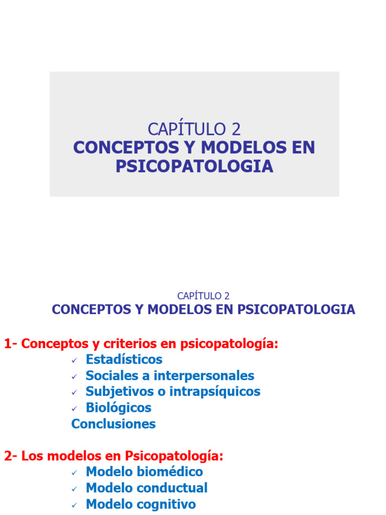 Tema 2 Conceptos y Modelos en Psicopatología | PDF | Trastorno mental | Behaviorismo