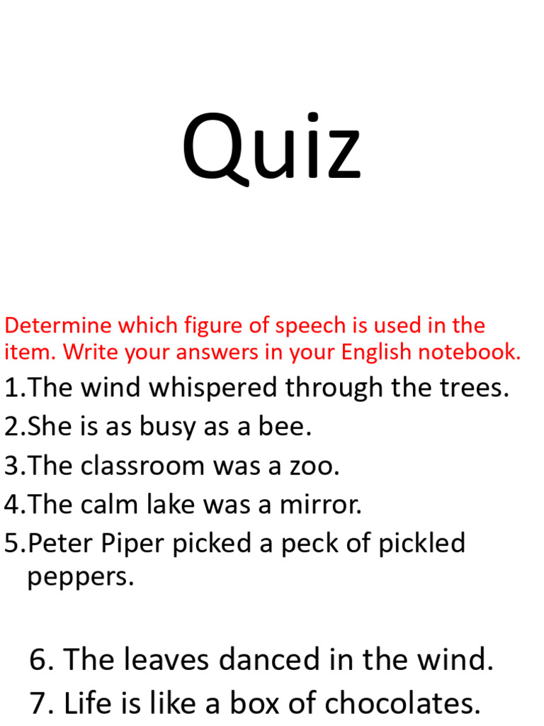 Figures of Speech Quiz 1 | PDF