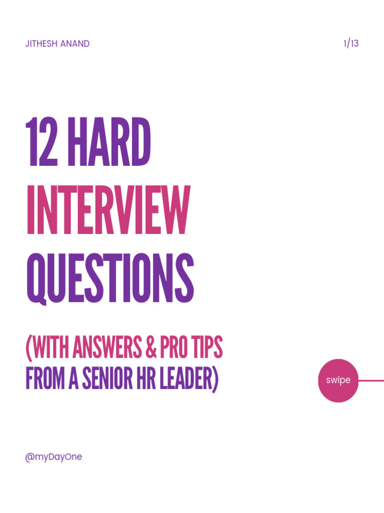 12 Hard Interview Questions With Answers and Pro-Tips | PDF | Goal ...