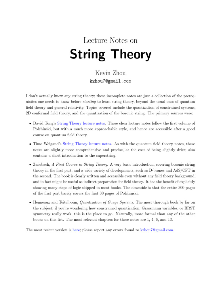 String Theory Prerequisites Guide | PDF | Noether's Theorem | Gauge Theory