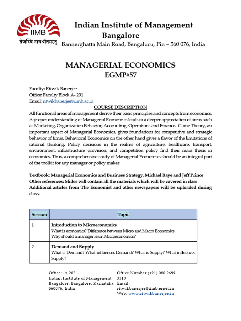 Course Overview - Microeconomics | PDF | Economics | Microeconomics