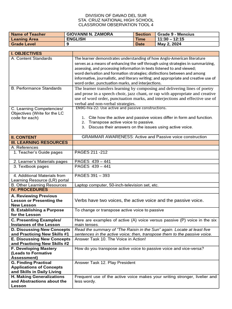 Lesson Plan | PDF | Learning | Human Communication