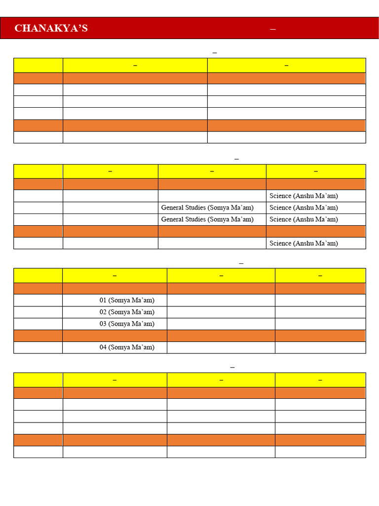 Weekly Schedule (22 Jan - 27 Jan) | PDF