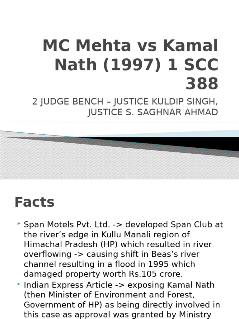 MC Mehta v. Kamal Nath Case Summary | PDF | Common Law | Public Law
