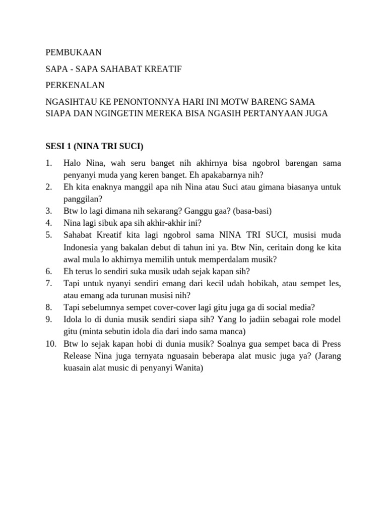 Motw - Nina Tri Suci | PDF | Seni & Disiplin Bahasa | Seni