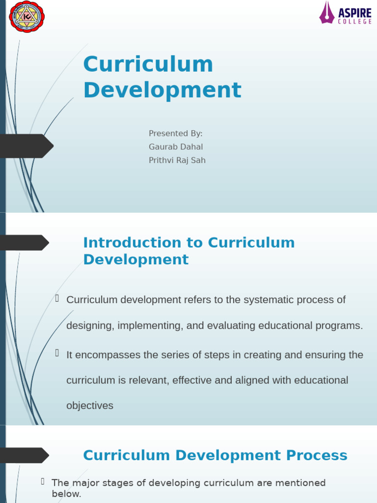 Curriculum Development Process Class Presentation 3 | PDF | Curriculum ...