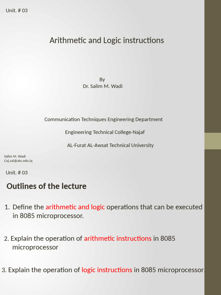Unit 3 Arithmetic and Logic Operation | PDF | Computer Architecture | Computer Science