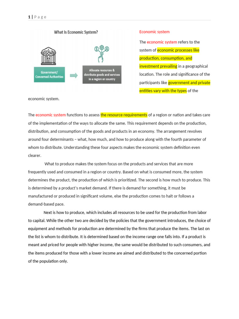 Types of Economic System | PDF | Market (Economics) | Economic System