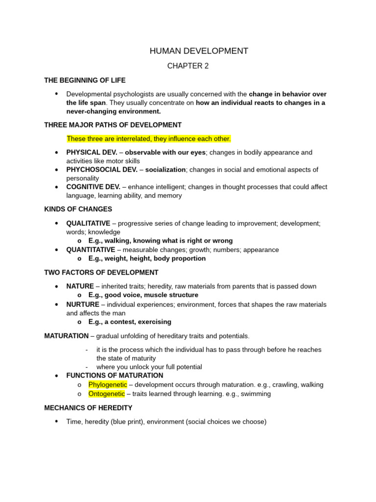Chapter 2-Human Development | PDF | Cognitive Development | Thought